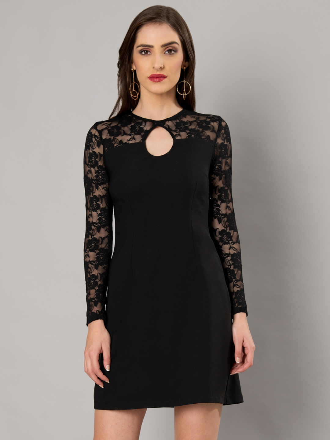 Buy Faballey Women Black Solid A Line Dress Dresses For Women 2378872