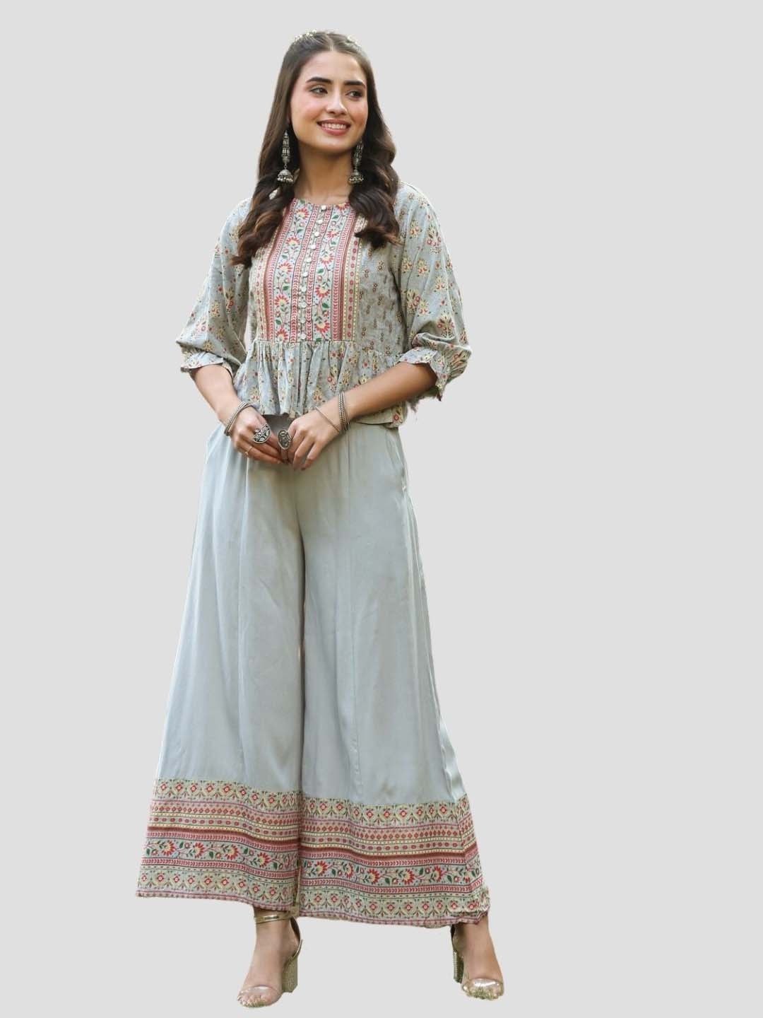 Buy Juniper Ethnic Motifs Printed Peplum Top And Palazzo Co Ords Set Co