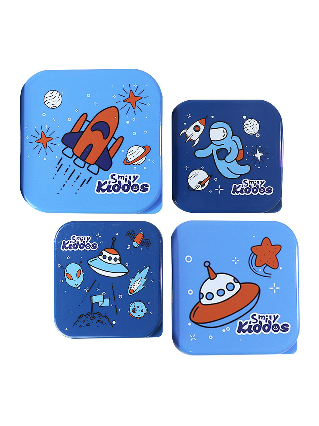 Buy Smily Kiddos Space Theme Navy Blue & Blue 4 In 1 Container Lunch ...