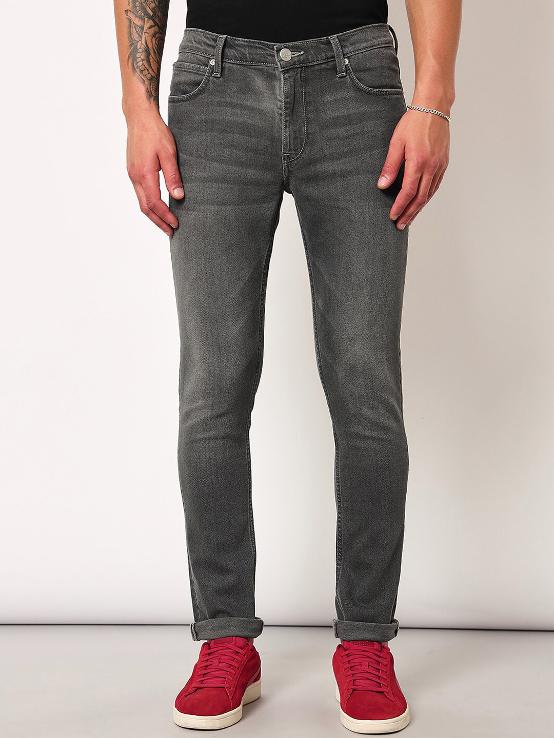 Buy Lee Men Bruce Skinny Fit Mid Rise Clean Look Light Fade Stretchable ...