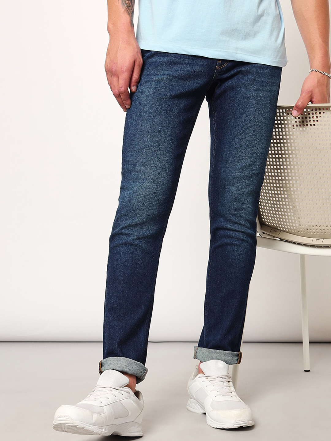 Buy Lee Men Bruce Skinny Fit Mid Rise Clean Look Light Fade Stretchable ...
