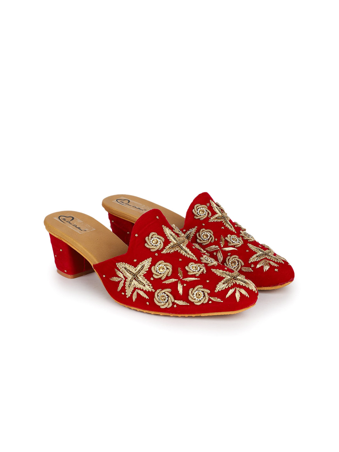 Buy The Desi Dulhan Embroidered Block Heel Mules - Heels for Women ...