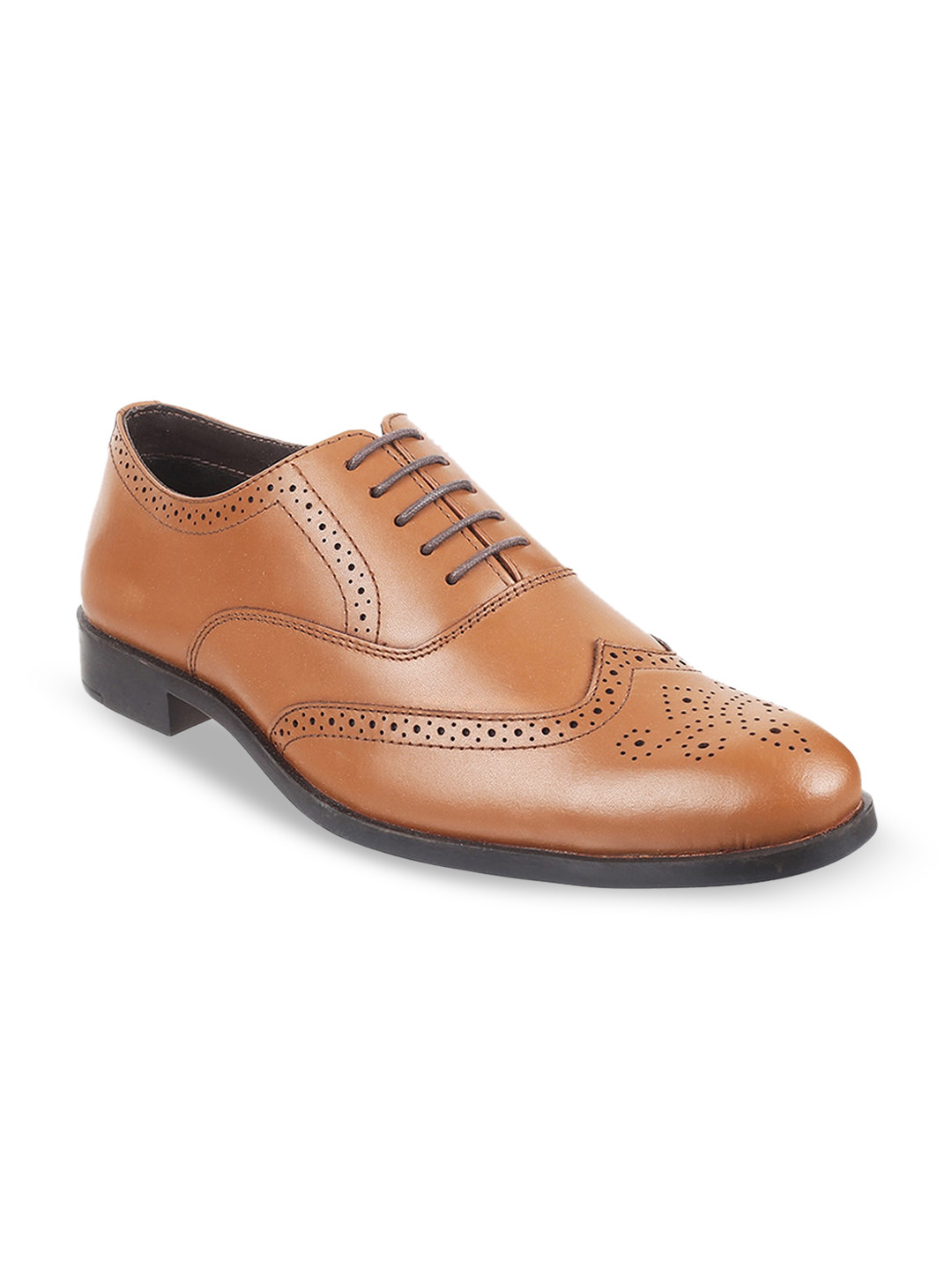 Buy Mochi Men Perforated Leather Formal Brogues - Formal Shoes for Men ...