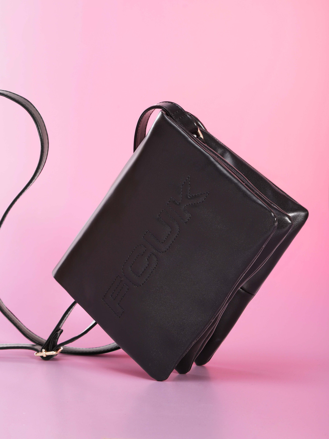 Buy French Connection Brand Logo Embossed PU Structured Sling Bag ...