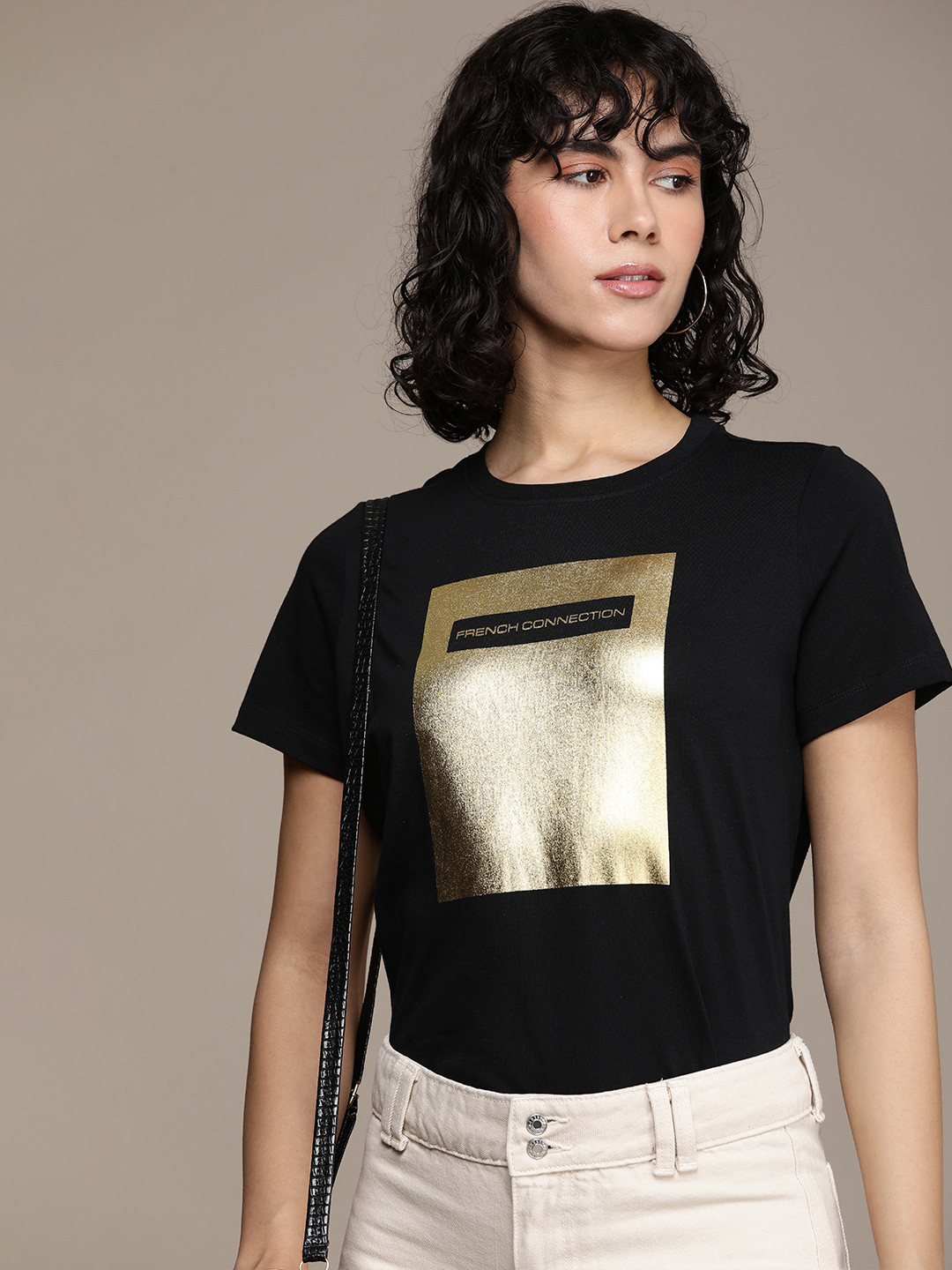 Buy French Connection Pure Cotton Brand Logo Printed Casual T Shirt ...