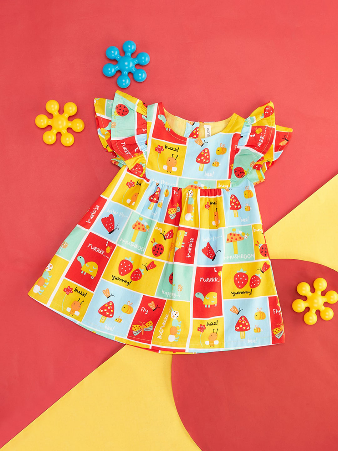Buy Pantaloons Baby Girls Conversational Printed Gathered Cotton Fit ...