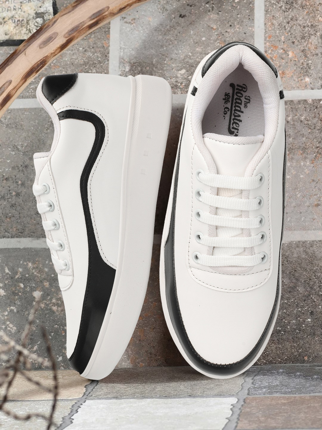 Buy Roadster Women White & Black Lightweight Comfort Insole Basics ...