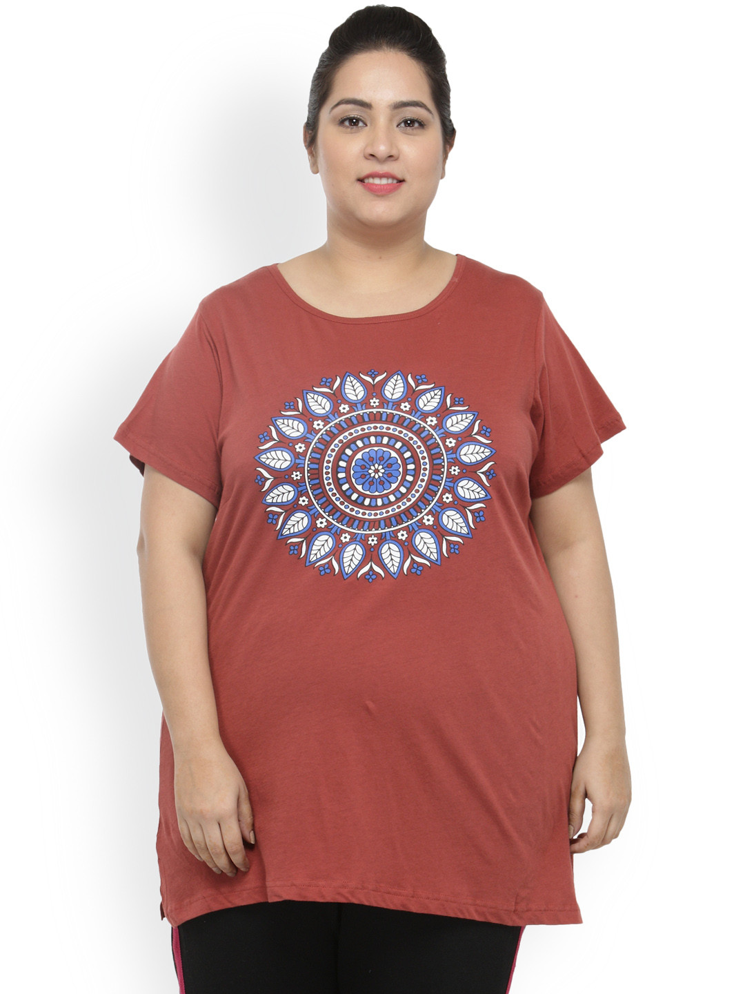 Buy PlusS Women Rust Printed Round Neck T Shirt - Tshirts for Women ...