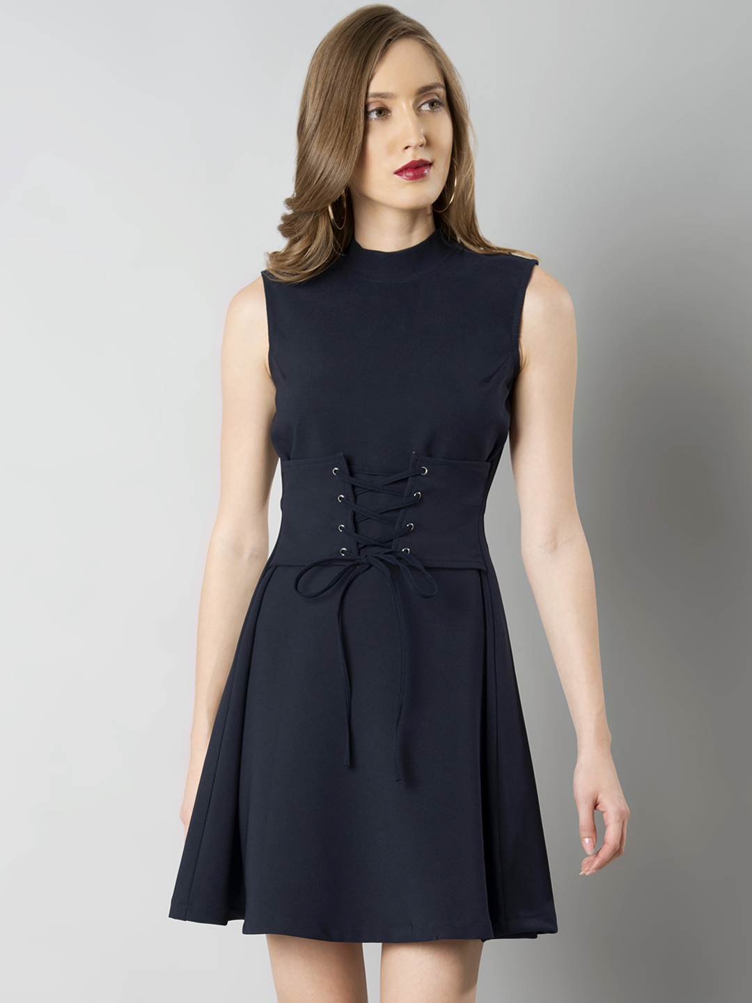 Buy Faballey Women Navy Blue Solid Sheath Dress Dresses For Women