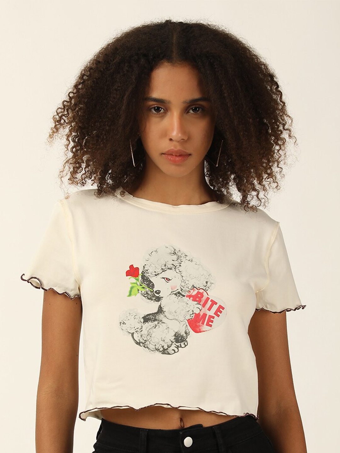 Buy Forever 21 Beige Graphic Printed Crop Top Tops For Women 23819750