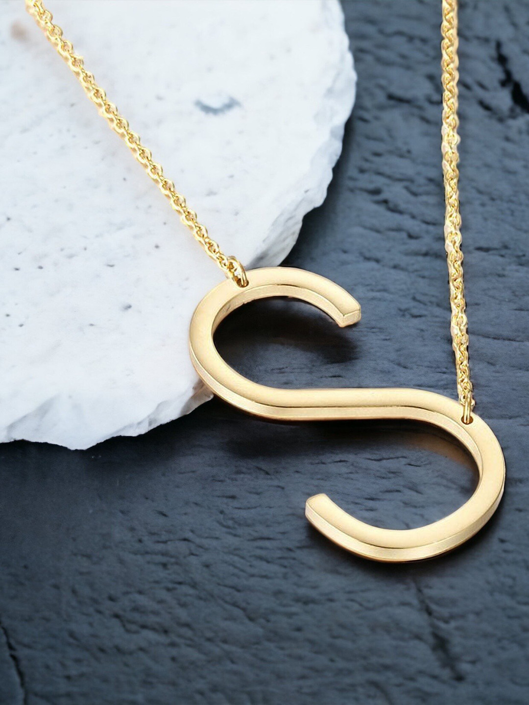 Buy MYKI Gold Plated Alphabet Letter S Pendant - Pendant for Women ...