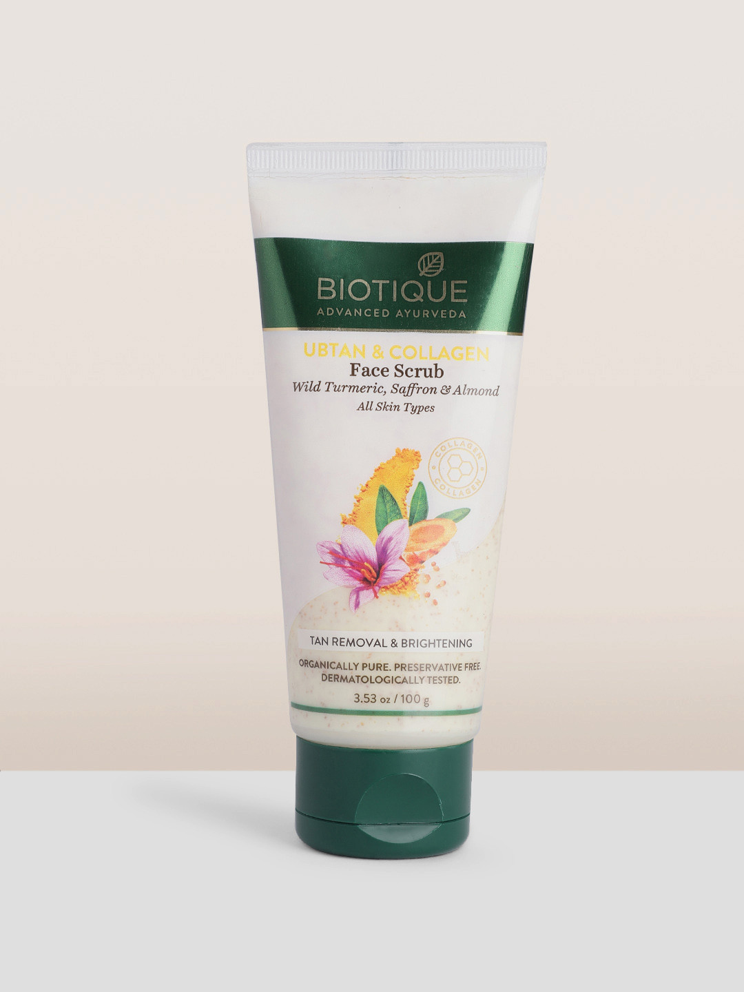 Buy Biotique Ubtan & Collagen Tan Removal Face Scrub With Turmeric ...