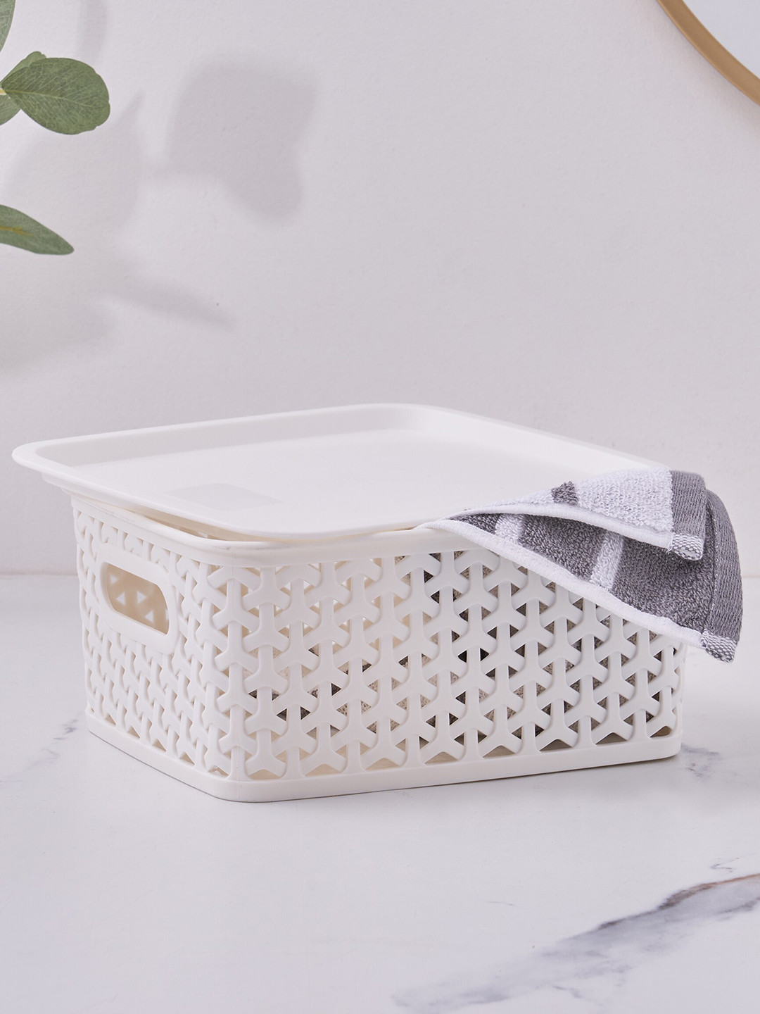 Buy Home Centre Off White Textured Medium Sized Wilton Royal Storage ...