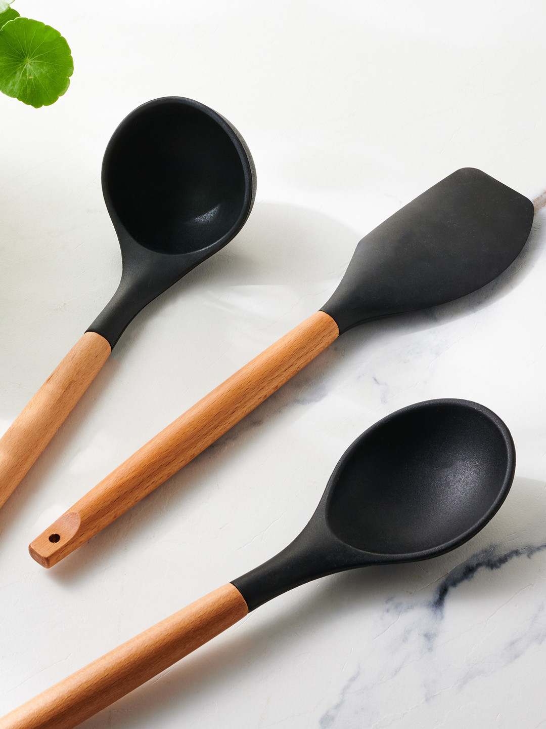 Buy Home Centre Chef Special Omega Black Silicone Ladle With Wooden ...