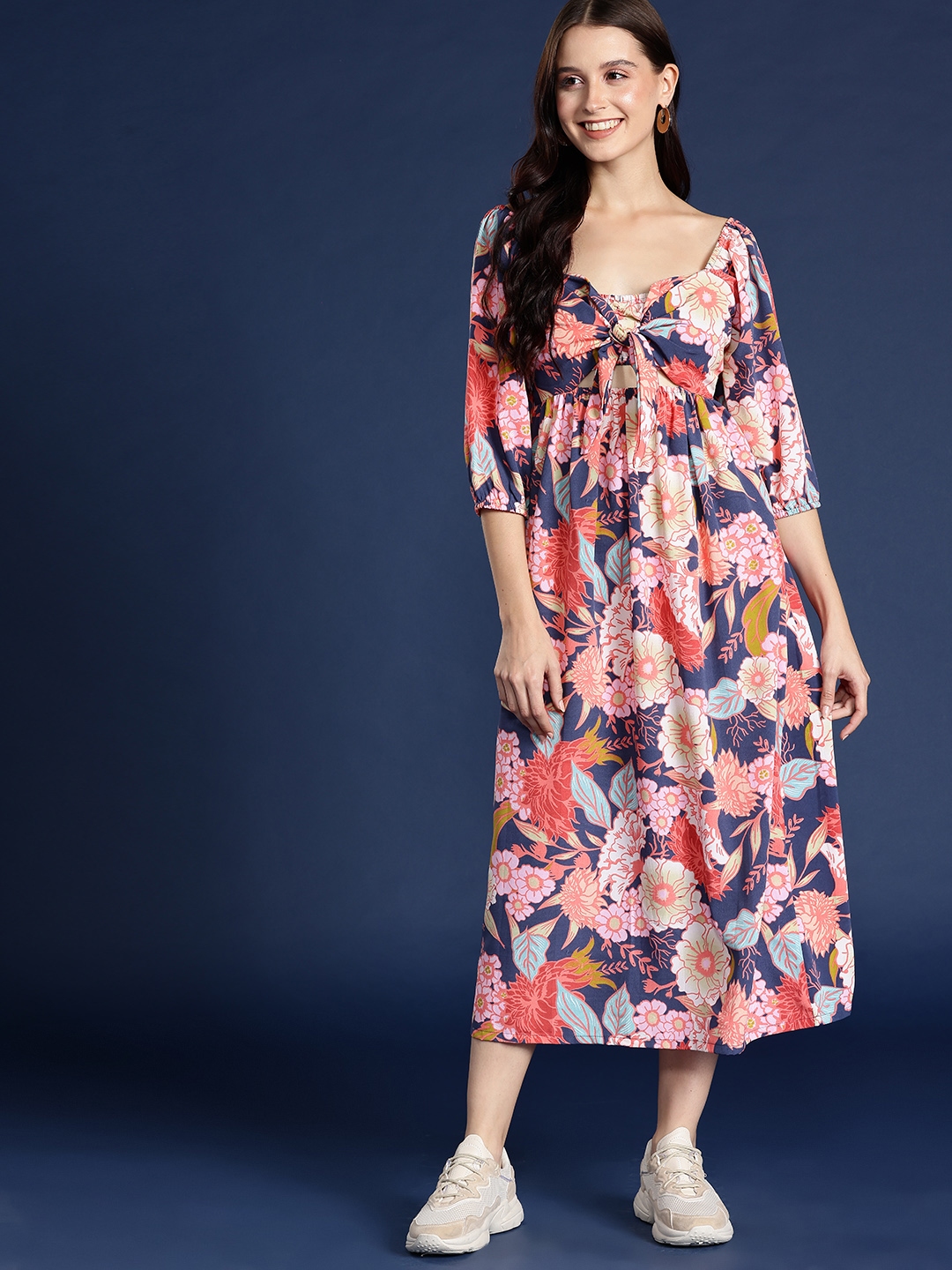 Buy Mast And Harbour Floral Print Smocked A Line Midi Dress Dresses For