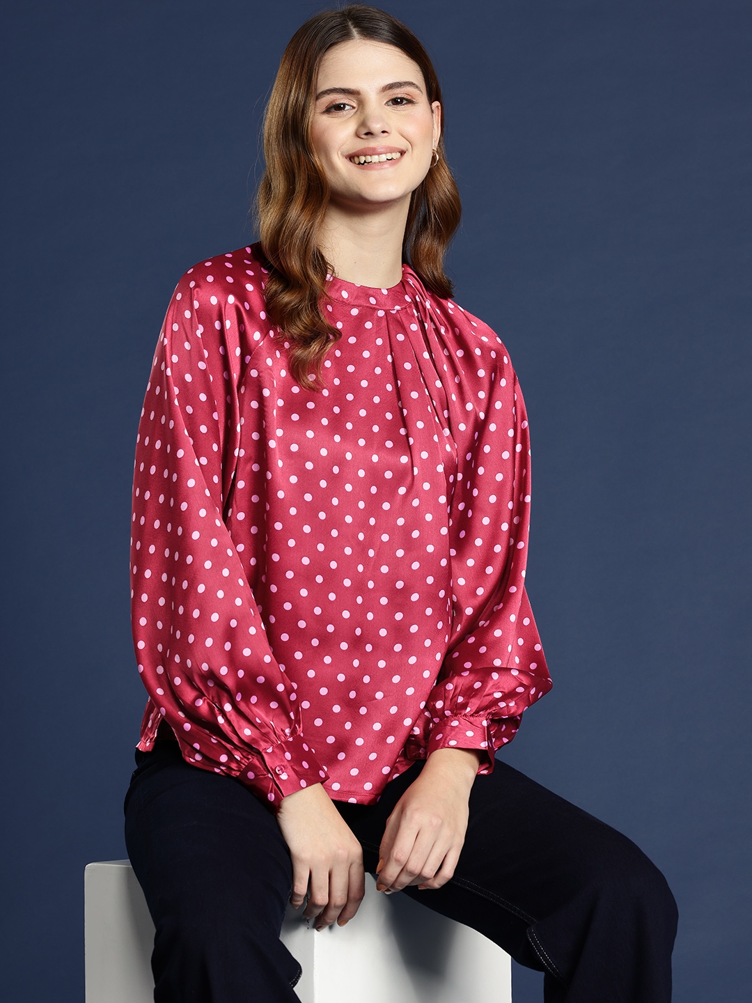 Buy Mast & Harbour Polka Dot Print Satin Finish Top - Tops for Women ... Buy Mast & Harbour Polka Dot Print Satin Finish Top - Tops for Women ...