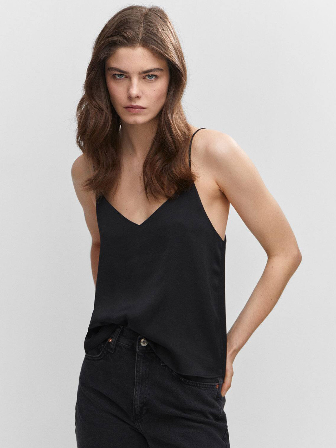 Buy MANGO Satin Finish Shoulder Straps Top - Tops for Women 23836074 ...