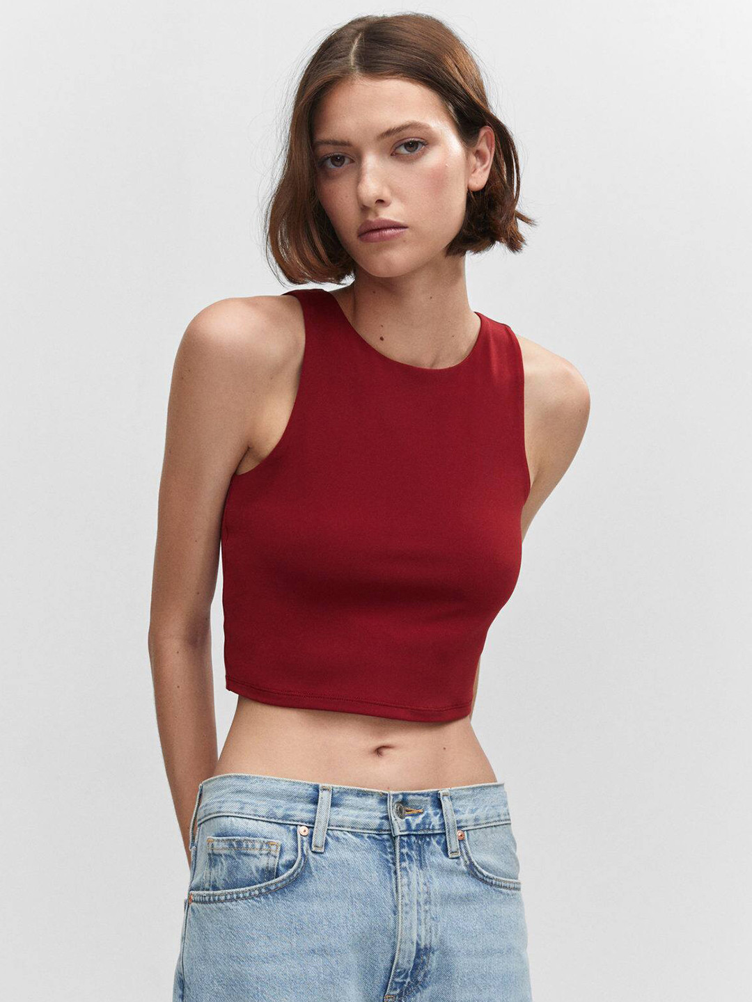 Buy MANGO Maroon Crop Top - Tops for Women 23836238 | Myntra