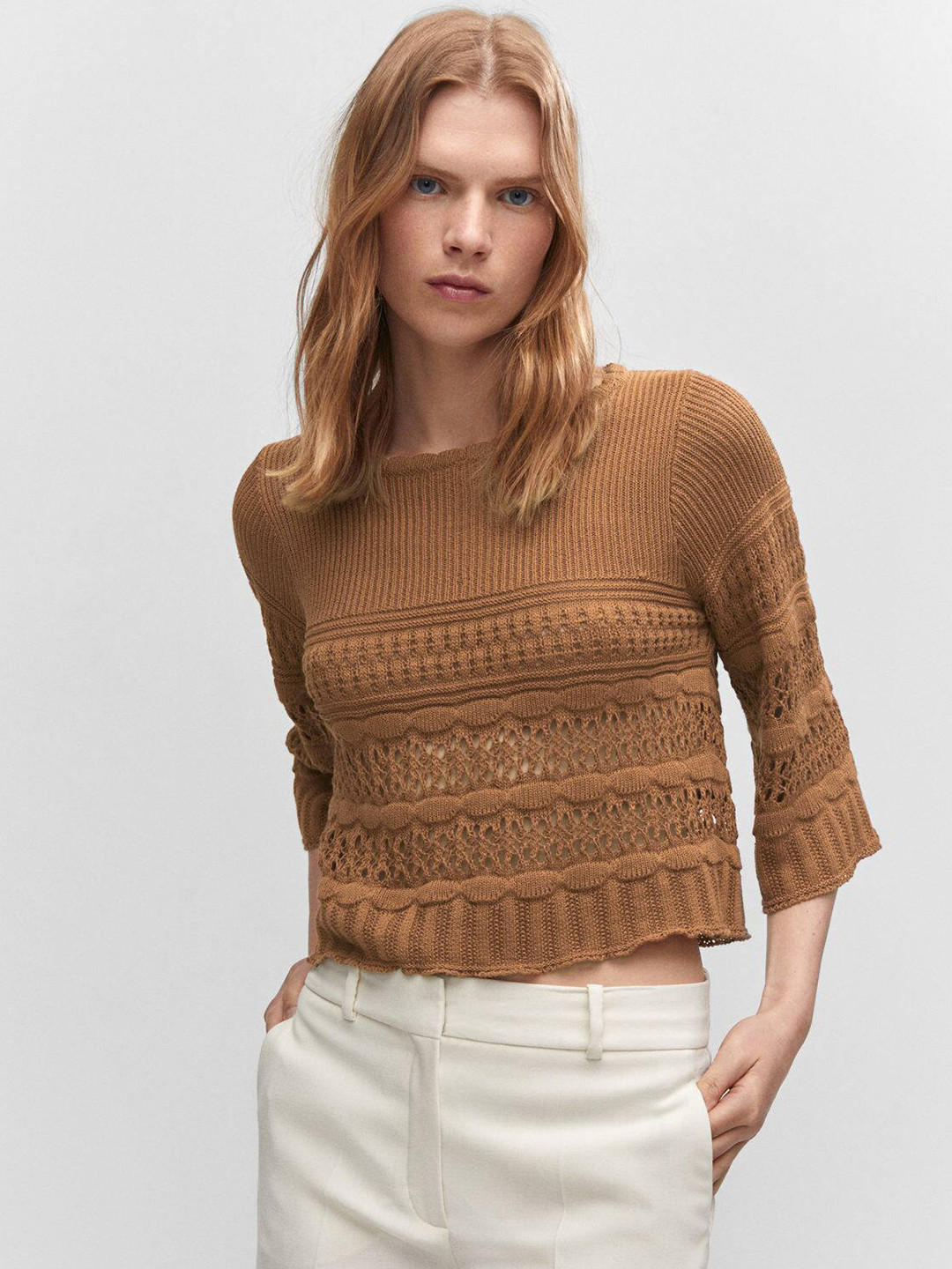 Buy MANGO Self Designed Full Sleeves Top - Tops for Women 23836268 | Myntra