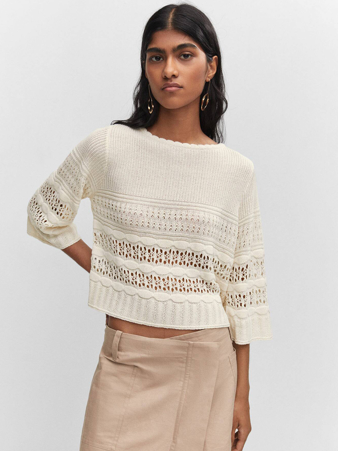 Buy MANGO Self Designed Full Sleeves Top - Tops for Women 23836340 | Myntra