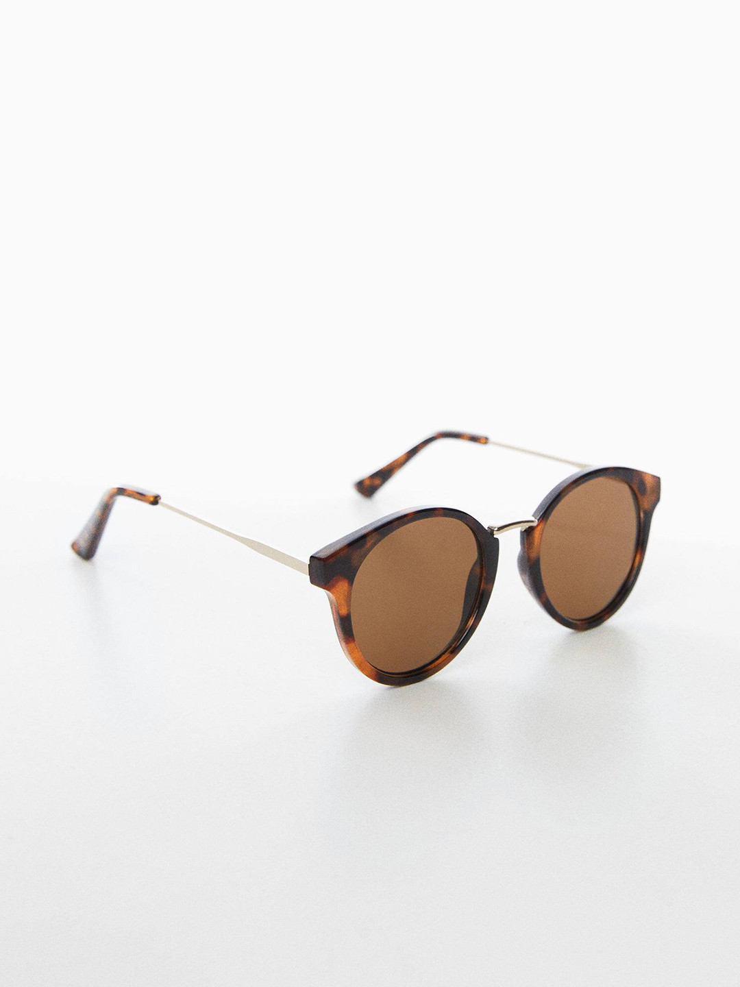 Buy MANGO Women Brown Lens & Silver Toned Round Sunglasses With UV ...