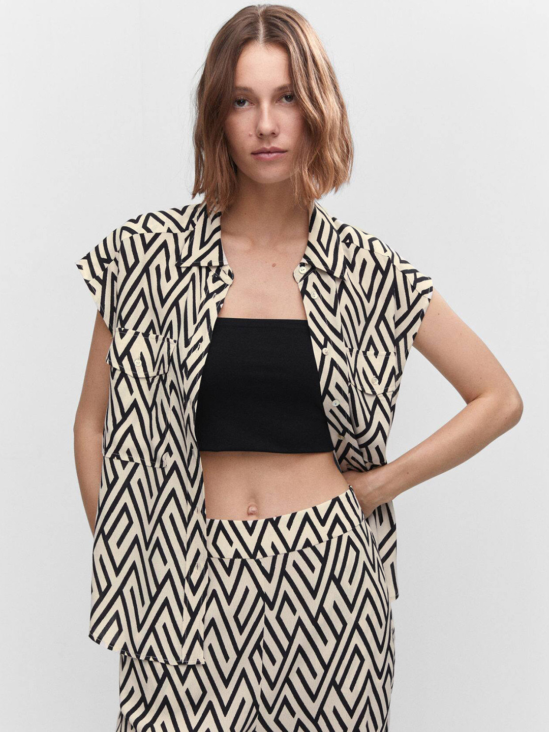 Buy MANGO Geometric Print Shirt Style Top - Tops for Women 23836378 ...
