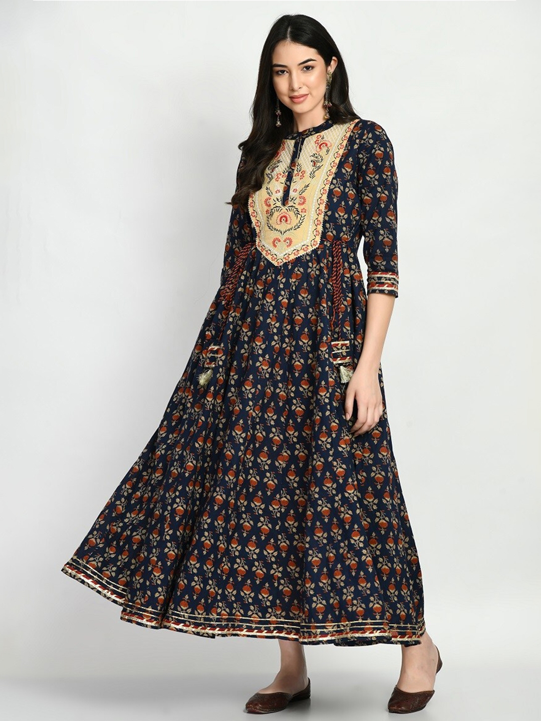 Buy Mafe Ethnic Motifs Printed Tie Ups Cotton Fit And Flare Ethnic Dress