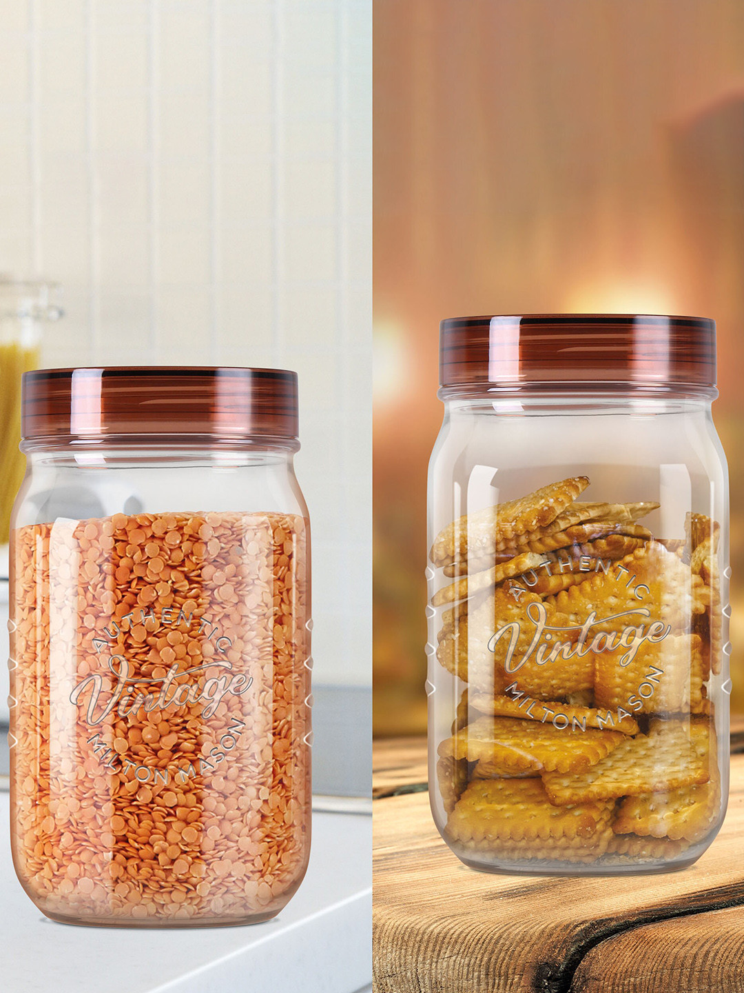 Buy Milton Vintage Airtight Containers 2 Pcs With Spoons Transparent ...