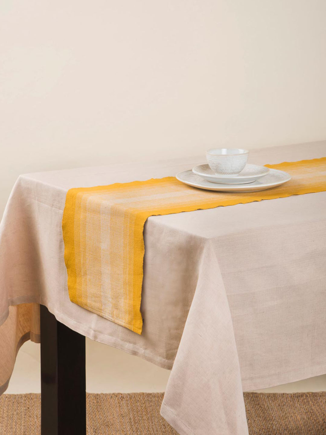 Buy Fabindia Amir Mustard Yellow Cotton Woven Table Runner - Runners ...