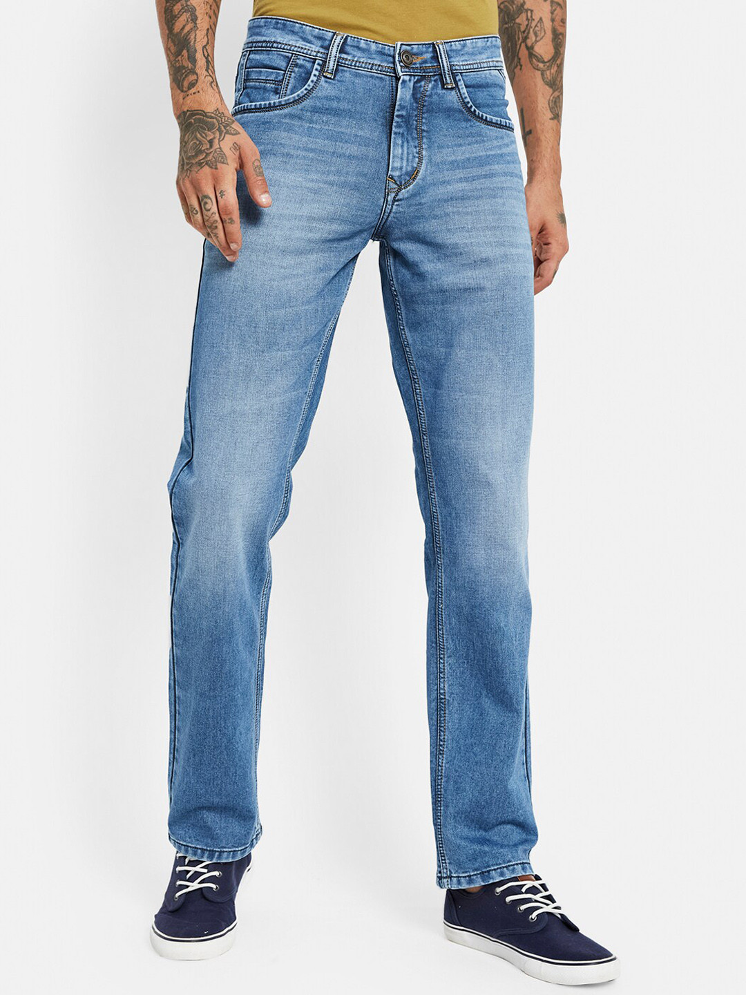 Buy Octave Men Light Fade Clean Look Cotton Jeans - Jeans for Men ...