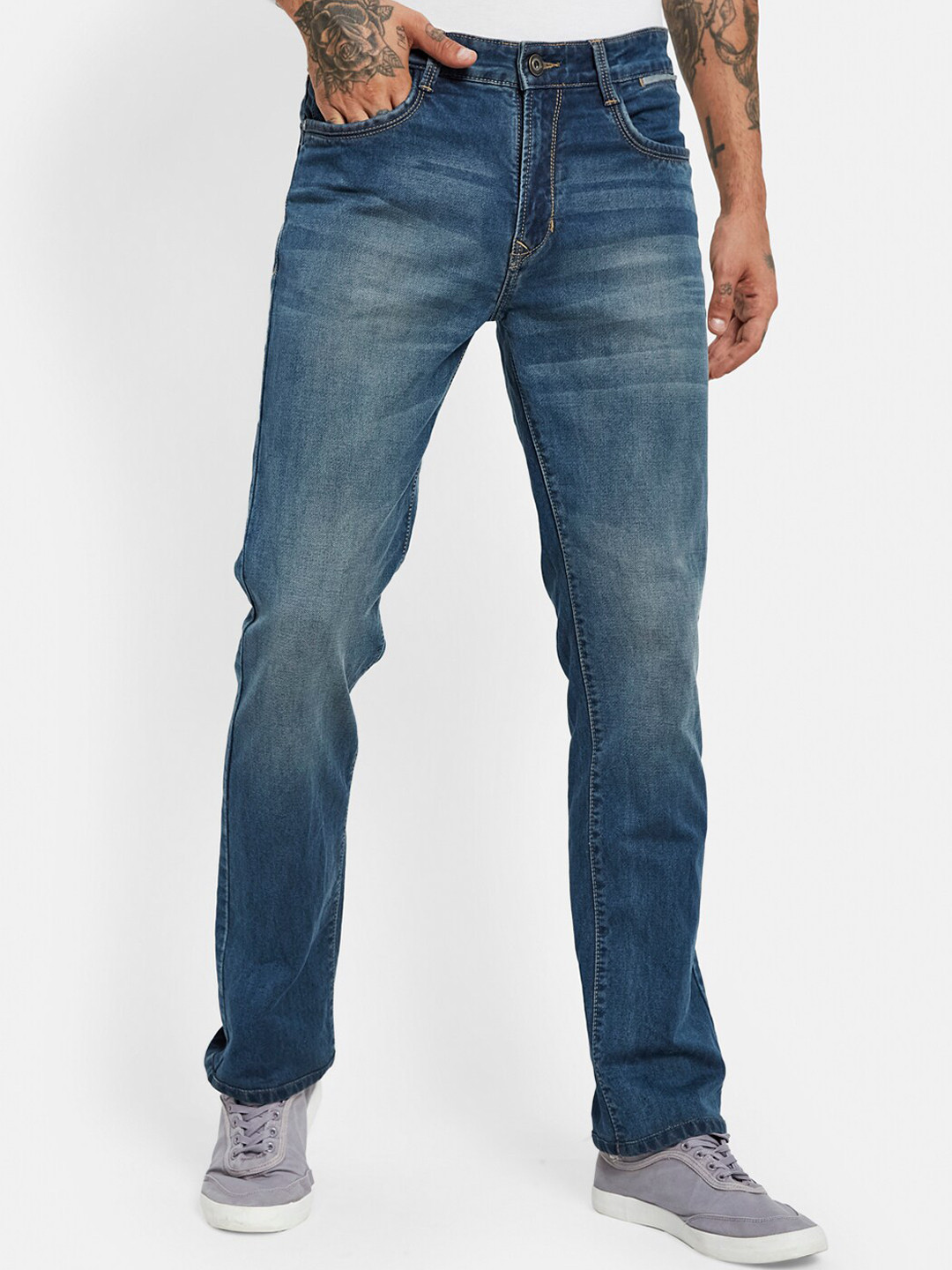 Buy Octave Men Light Fade Clean Look Cotton Jeans - Jeans for Men ...