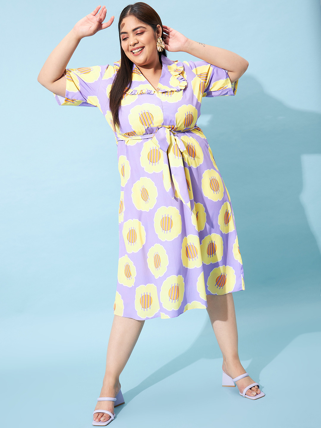 Buy Athena Ample Plus Size Geometric Print Peter Pan Collar A Line ...