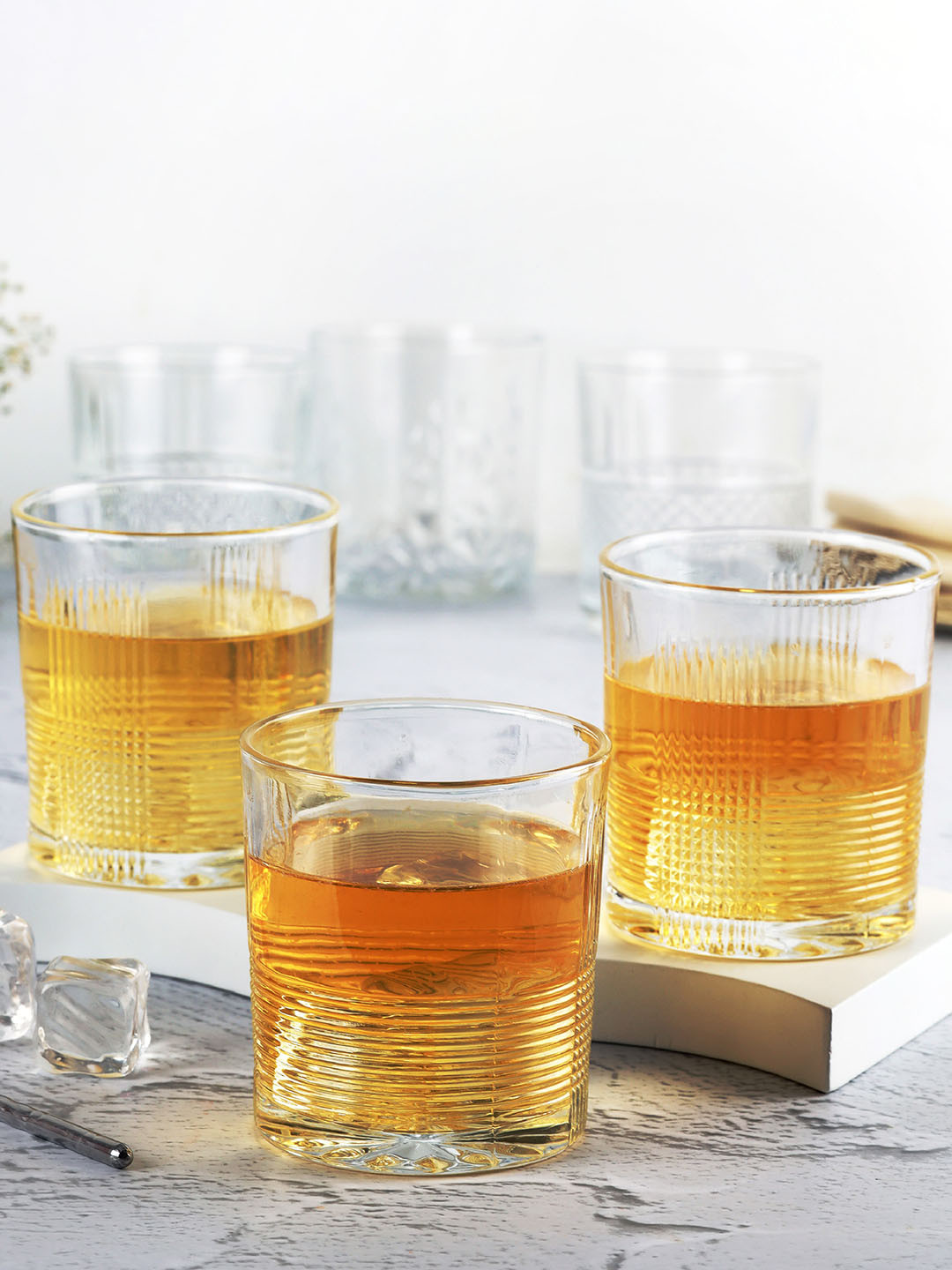 Buy Cello 6 Pieces Transparent Textured Whisky Glasses 325 Ml Each ...