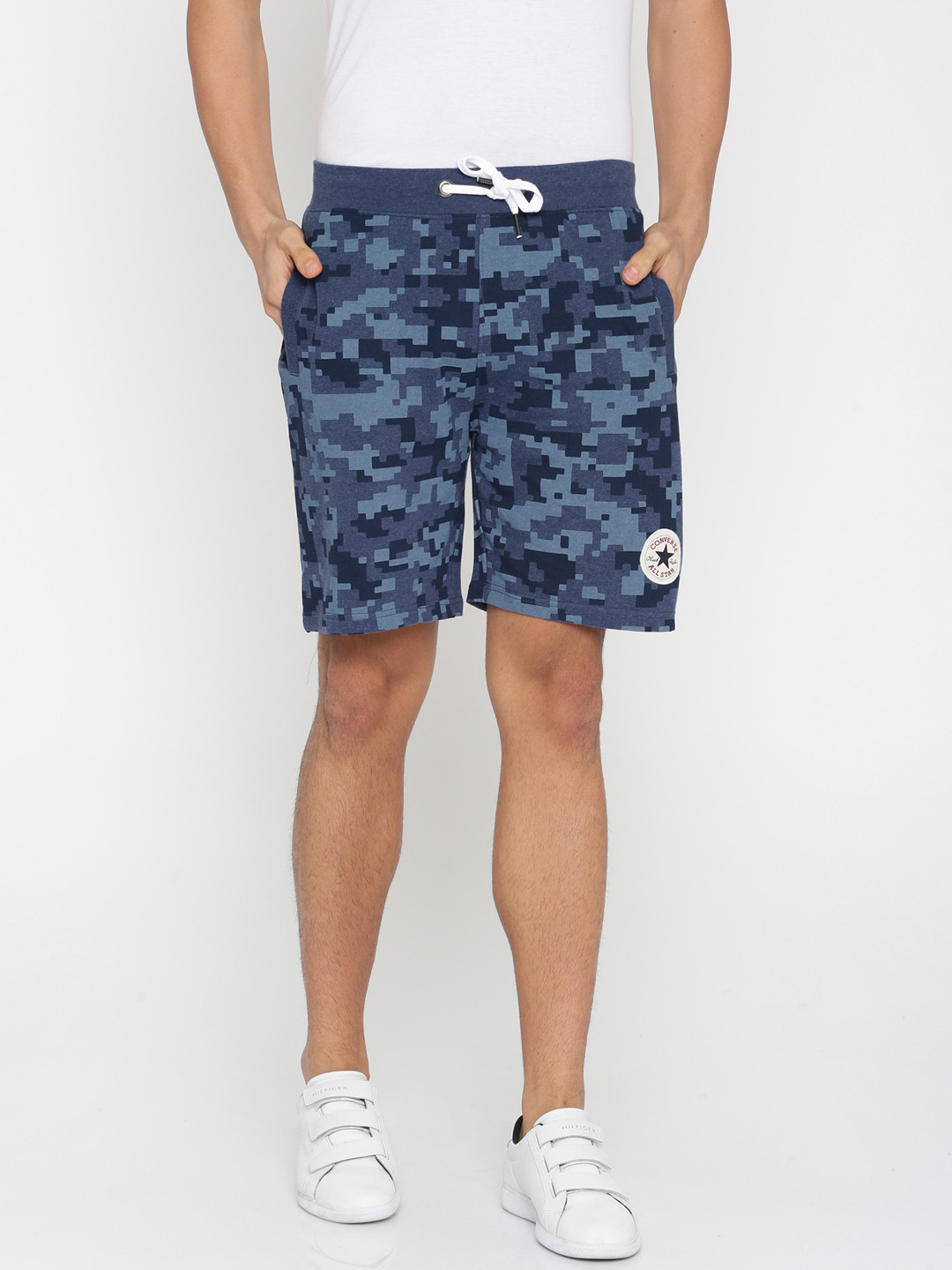 Buy Converse Men Blue Printed Regular Fit Regular Shorts - Shorts for ...