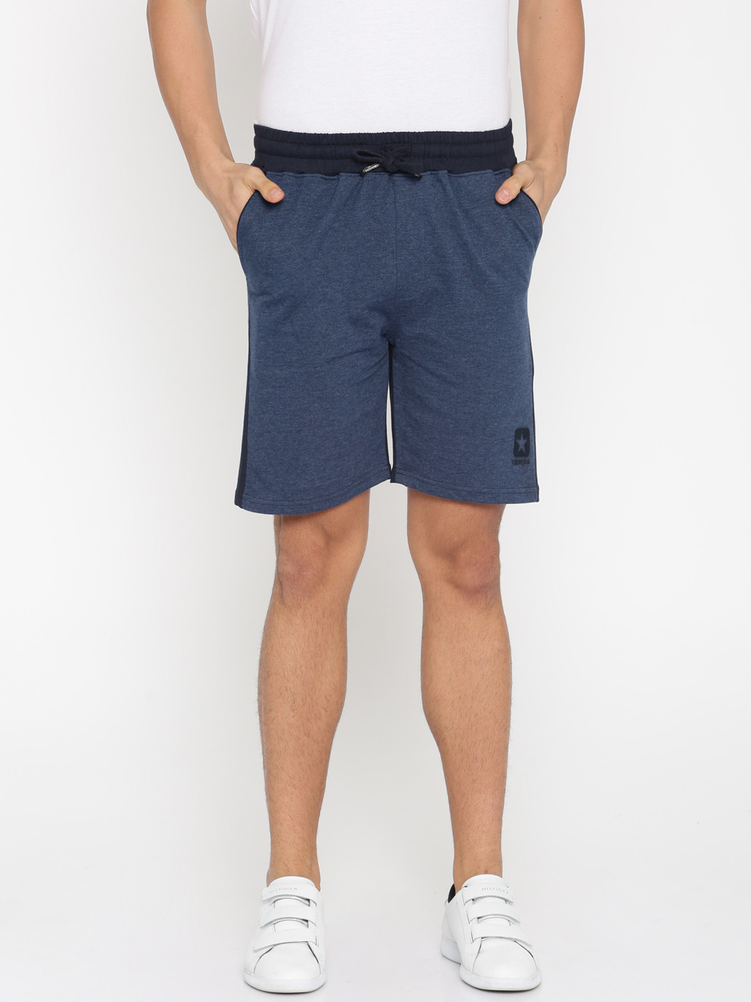 Buy Converse Men Navy Blue Solid Regular Fit Regular Shorts - Shorts ...