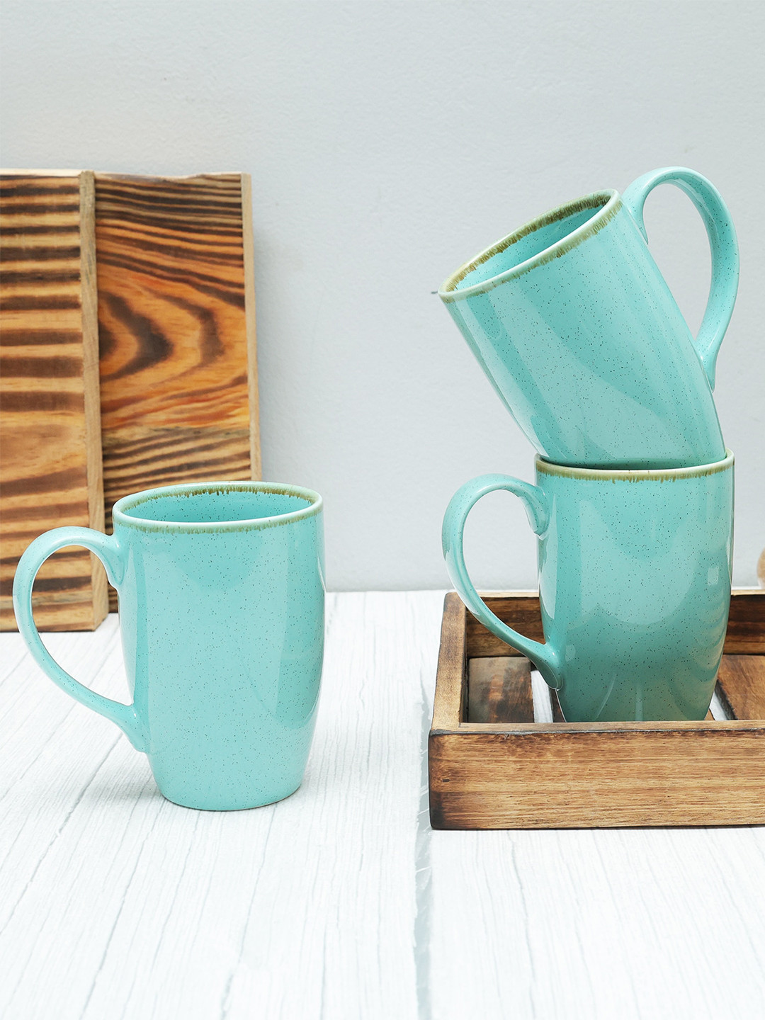 Buy Ariane Prime Sea Green 4 Pieces Porcelain Matte Mugs 300ml Each ...