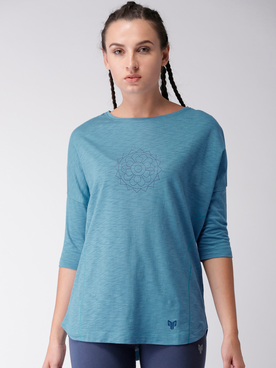 Buy 2GO Women Blue Printed Yoga T Shirt - Tshirts for Women 2387014 ...