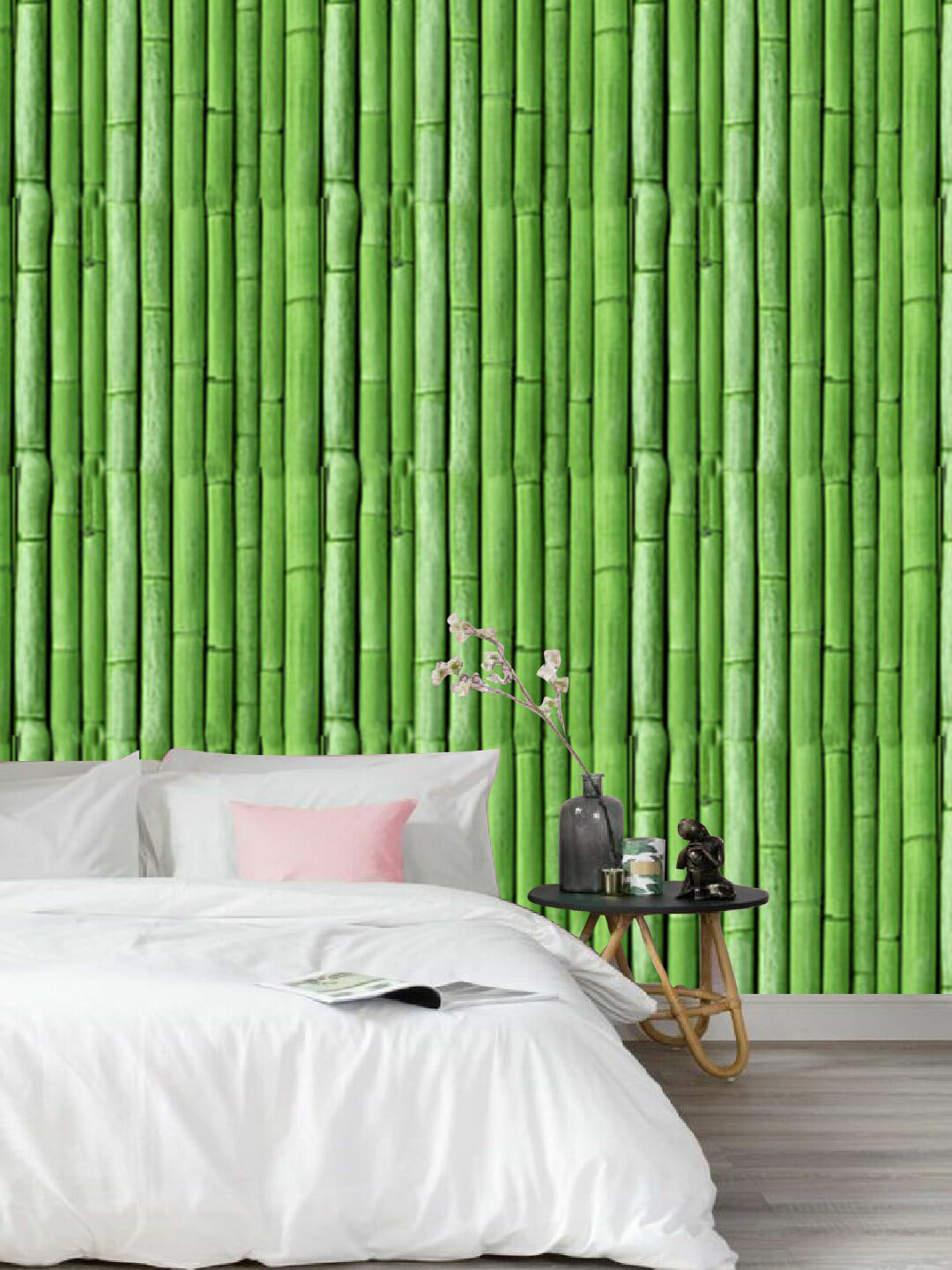 Buy Jaamso Royals Green Bamboo Tree Print Self Adhesive Wallpaper ...