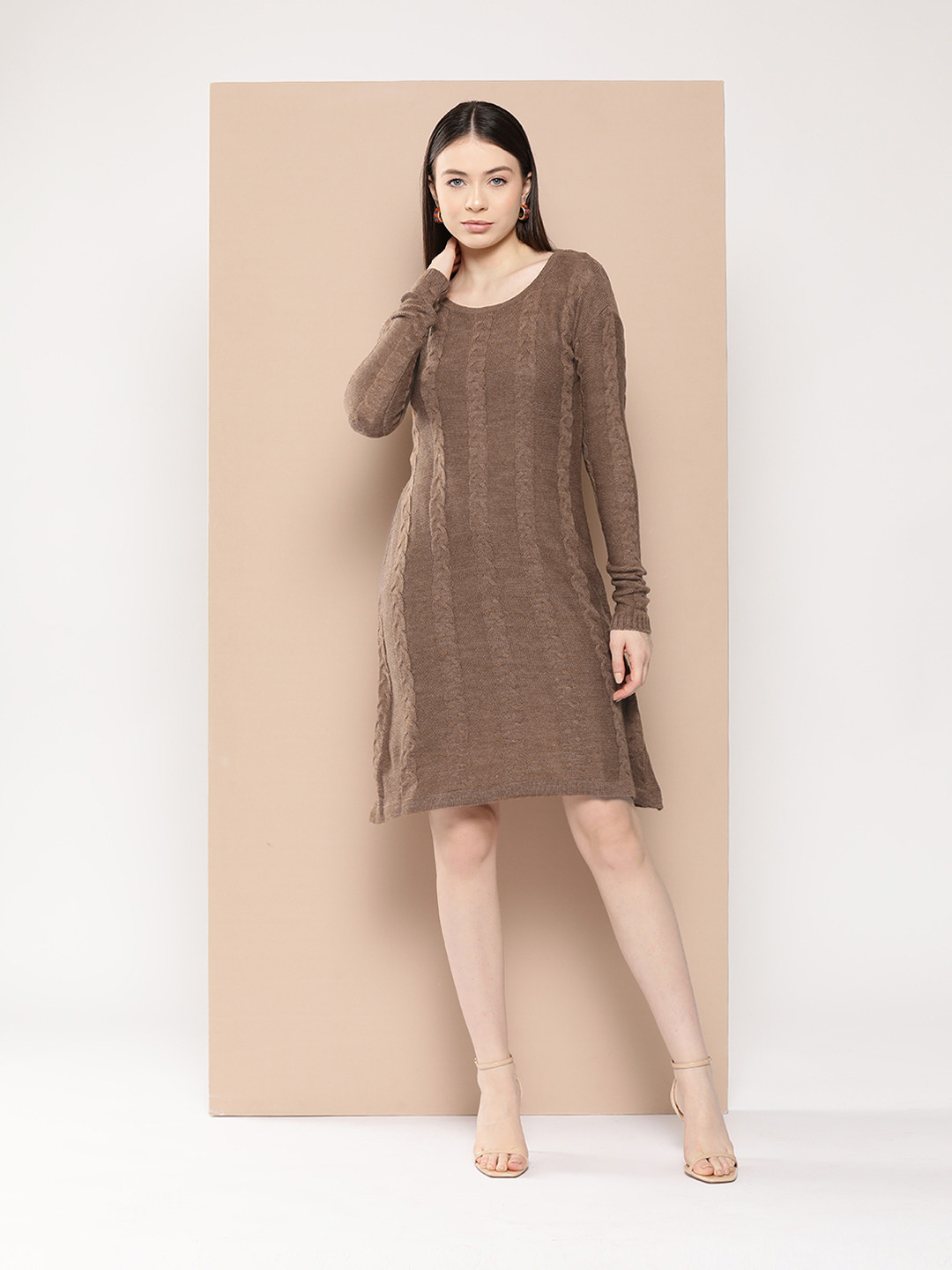 Buy Chemistry Cable Knit Self Design Jumper Acrylic Dress - Dresses for ...