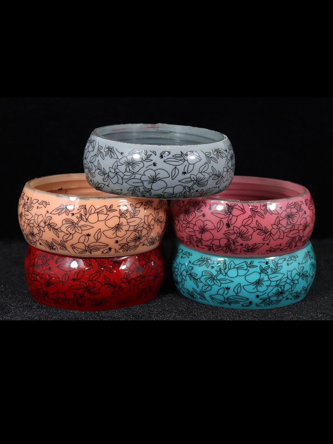 Buy Nmii Set Of 5 Printed Design Glossy Finished Glass Bangles Bangle For Women 23875338 Myntra