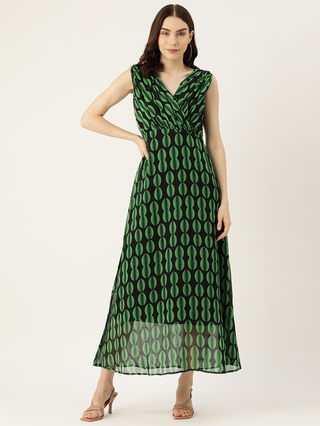 Buy LABEL REGALIA Printed Chiffon Midi Wrap Dress - Dresses for Women ...