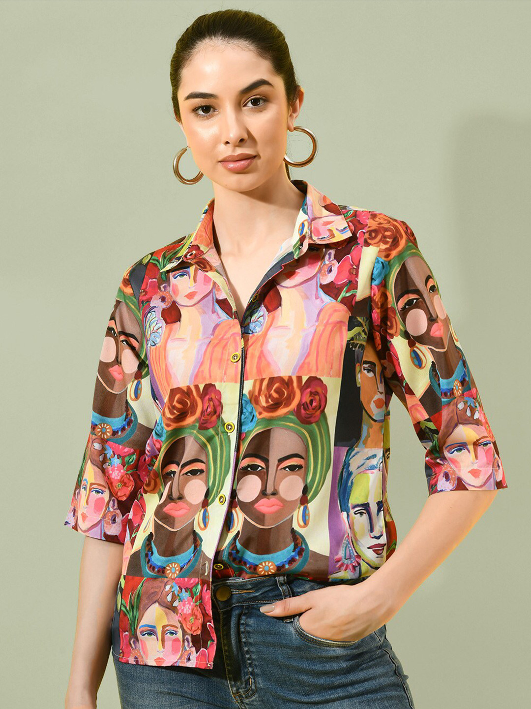 Buy CHARMGAL Classic Boxy Printed Casual Shirt - Shirts for Women ...