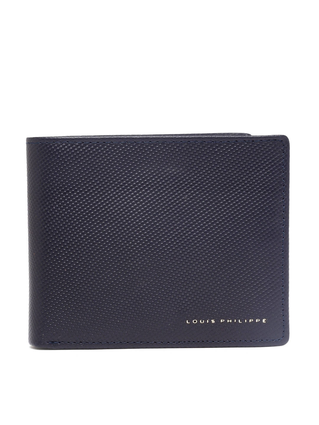 Buy Louis Philippe Men Navy Blue Textured Leather Wallet - Wallets for ...