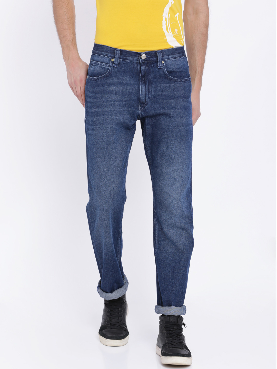 Buy Lee Men Blue Regular Fit Mid Rise Clean Look Jeans - Jeans for Men ...