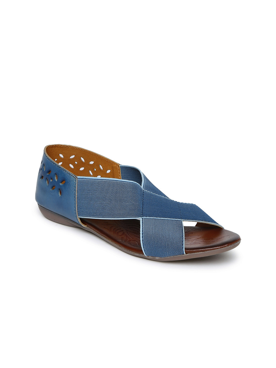 Buy Catwalk Women Blue Solid Leather Open Toe Flats - Flats for Women ...
