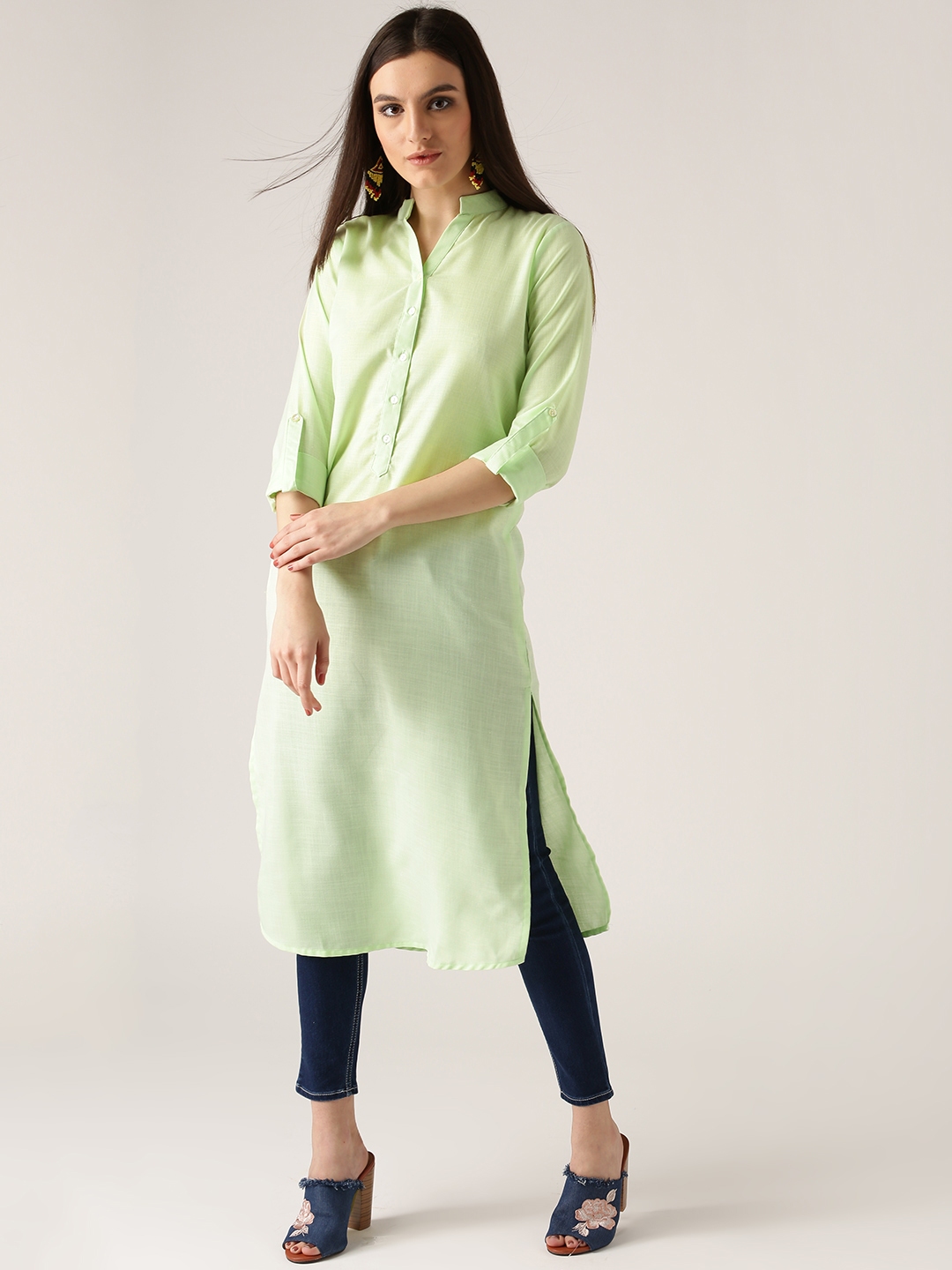 Buy Libas Women Green Solid Straight Kurta Kurtas For Women 2388938