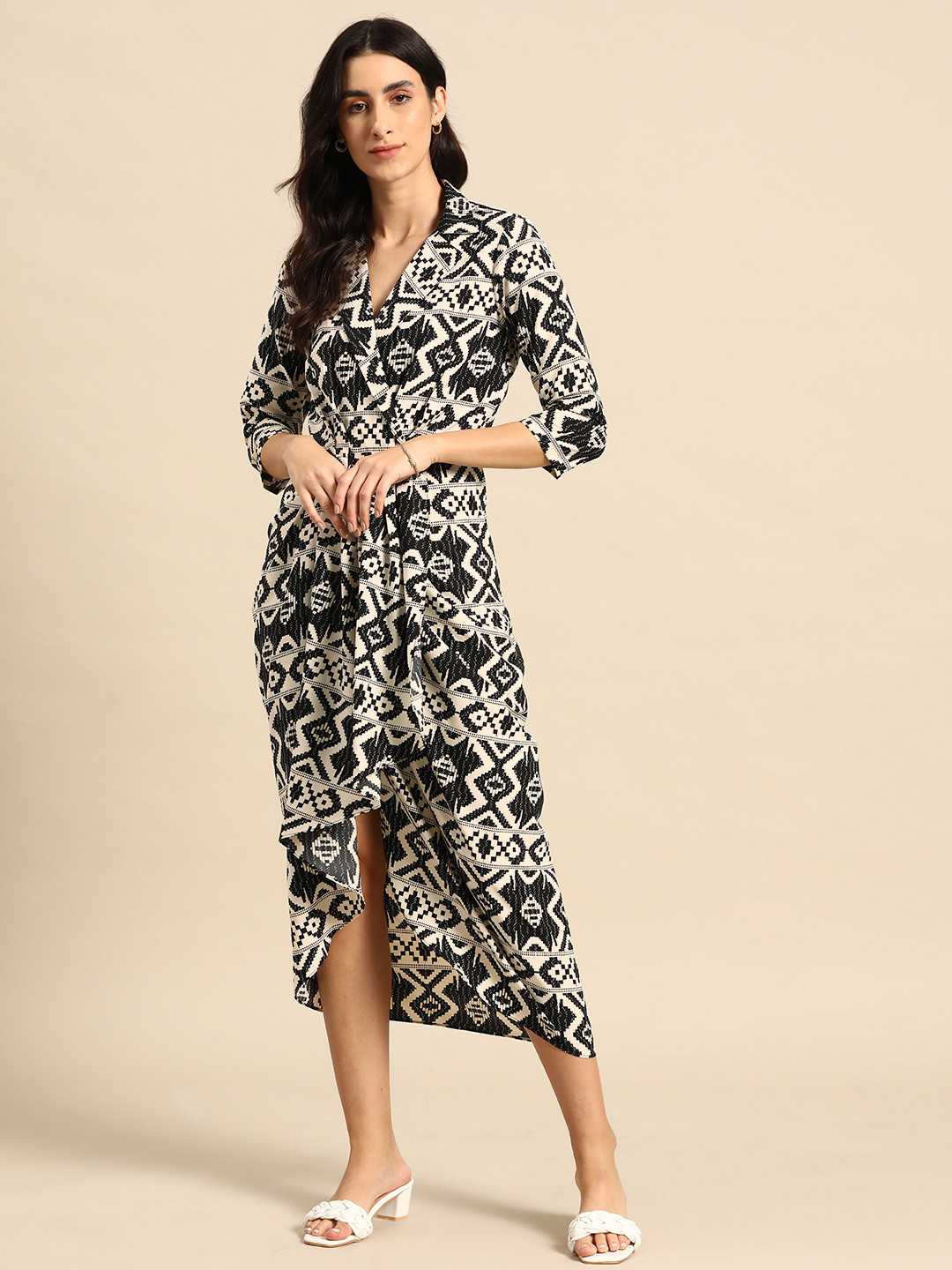 Buy MABISH By Sonal Jain Ethnic Motifs Printed Gathered Detail Wrap ...