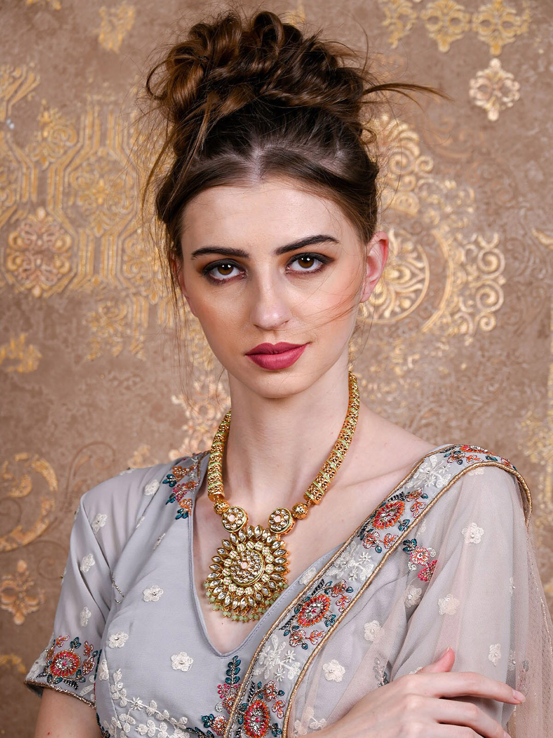 Buy ODETTE Gold Plated Hasli Style Necklace Set - Jewellery Set for ...