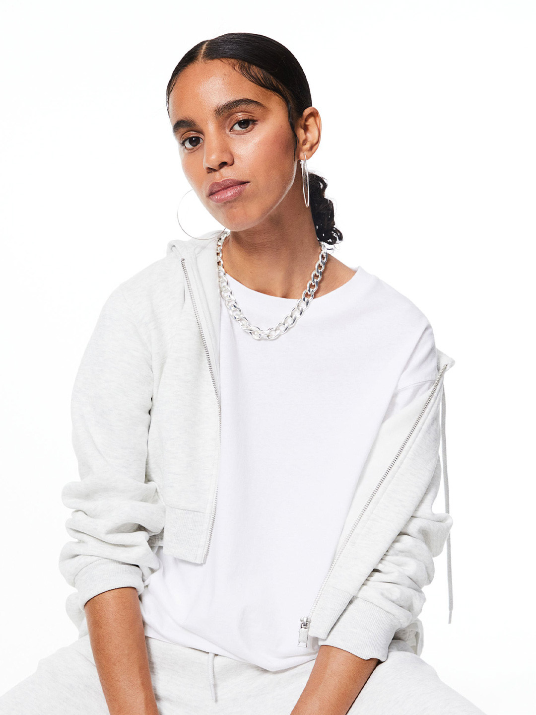 Buy H&M Cropped Zip Through Hoodie - Sweatshirts for Women 23896400 ...