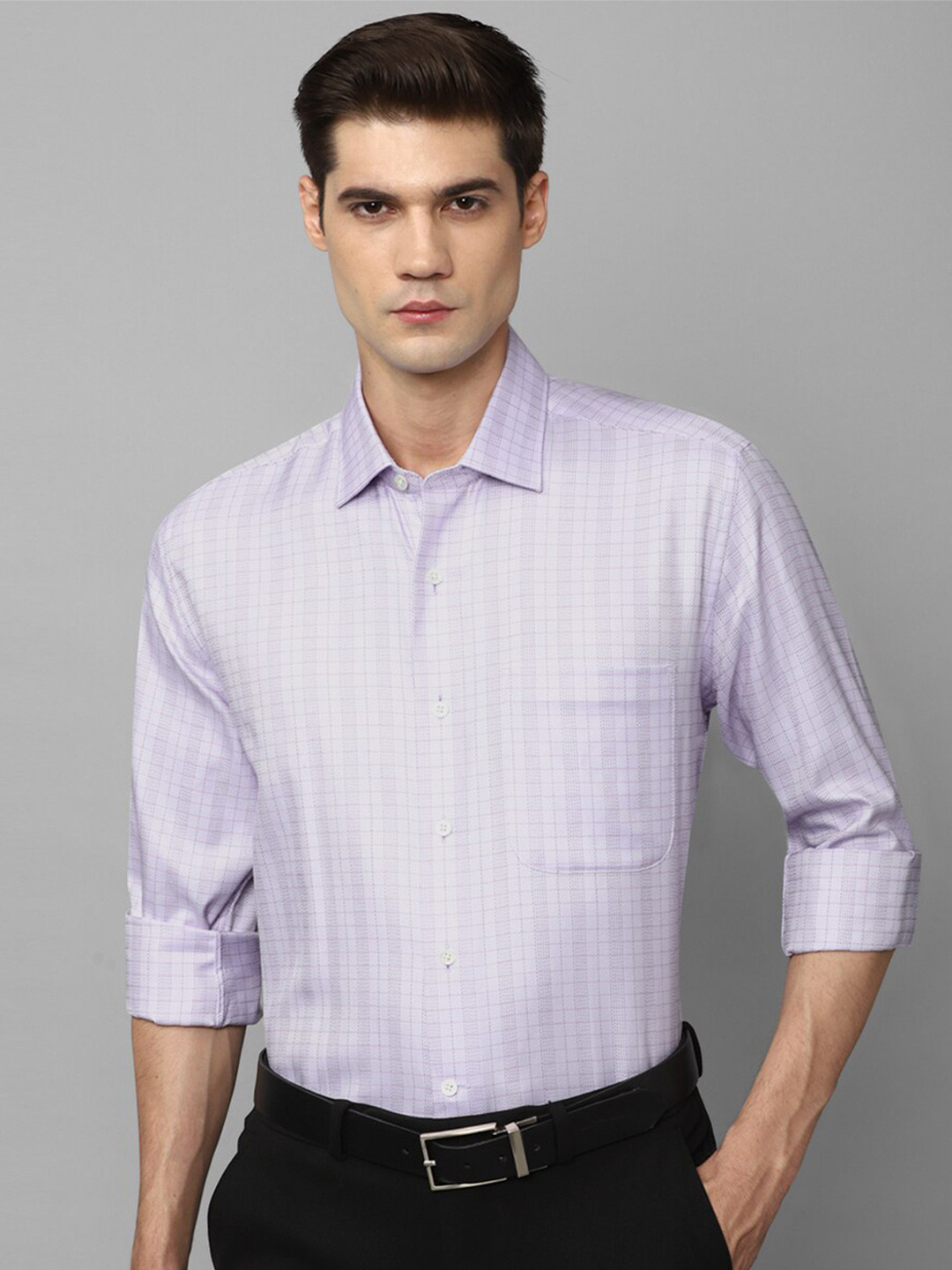 Buy Luxure By Louis Philippe Shepherd Checked Pure Cotton Formal Shirt ...